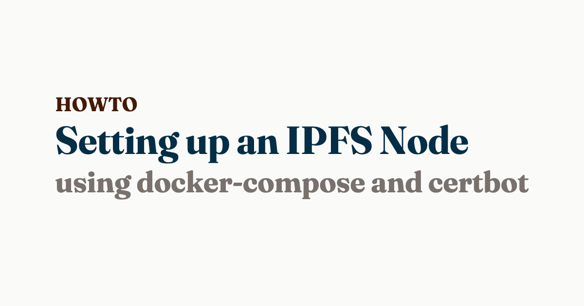 Setting up an IPFS Node | Will Schenk