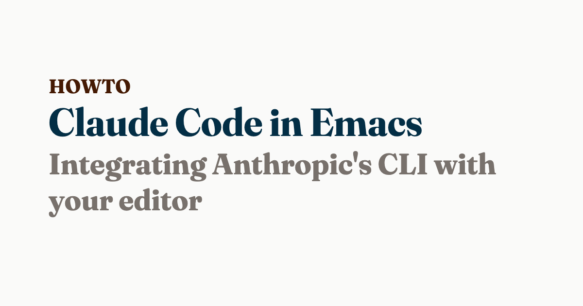 Claude Code in Emacs | Will Schenk