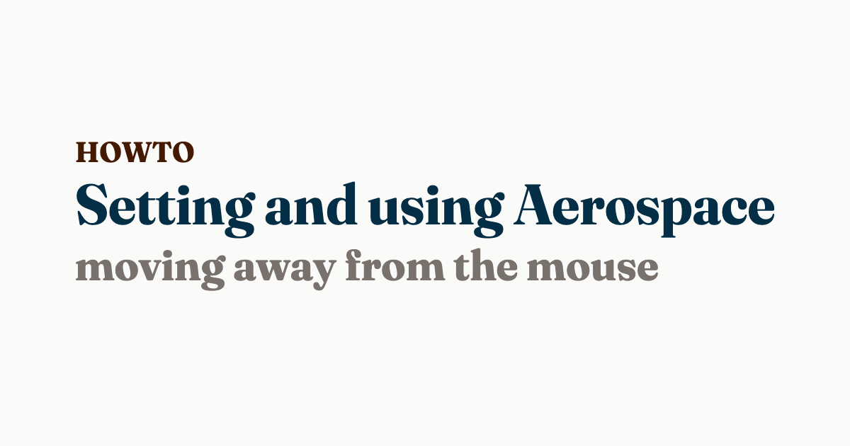 Setting and using Aerospace | Will Schenk