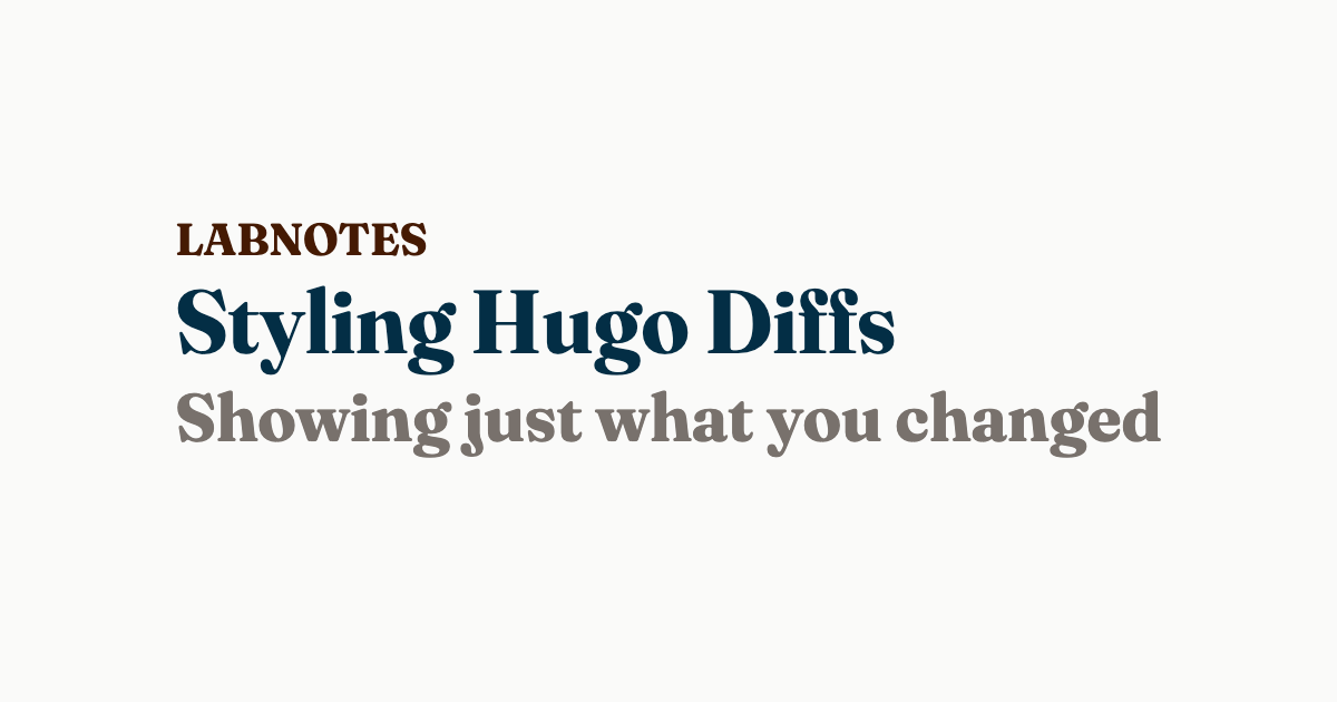 Styling Hugo Diffs | Will Schenk