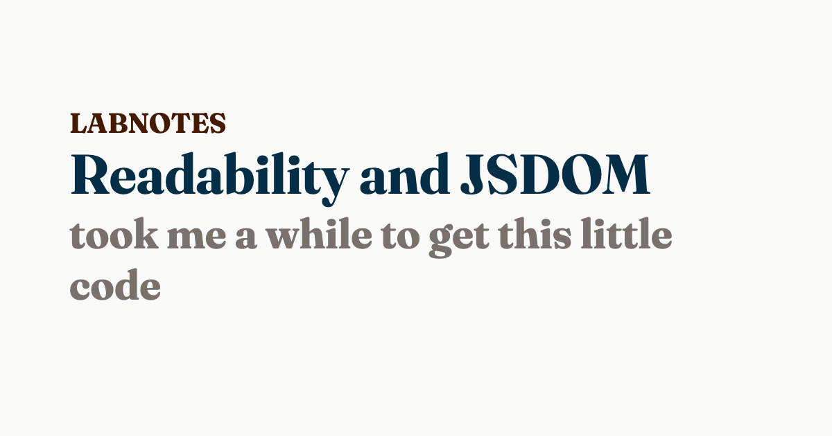 Readability and JSDOM | Will Schenk